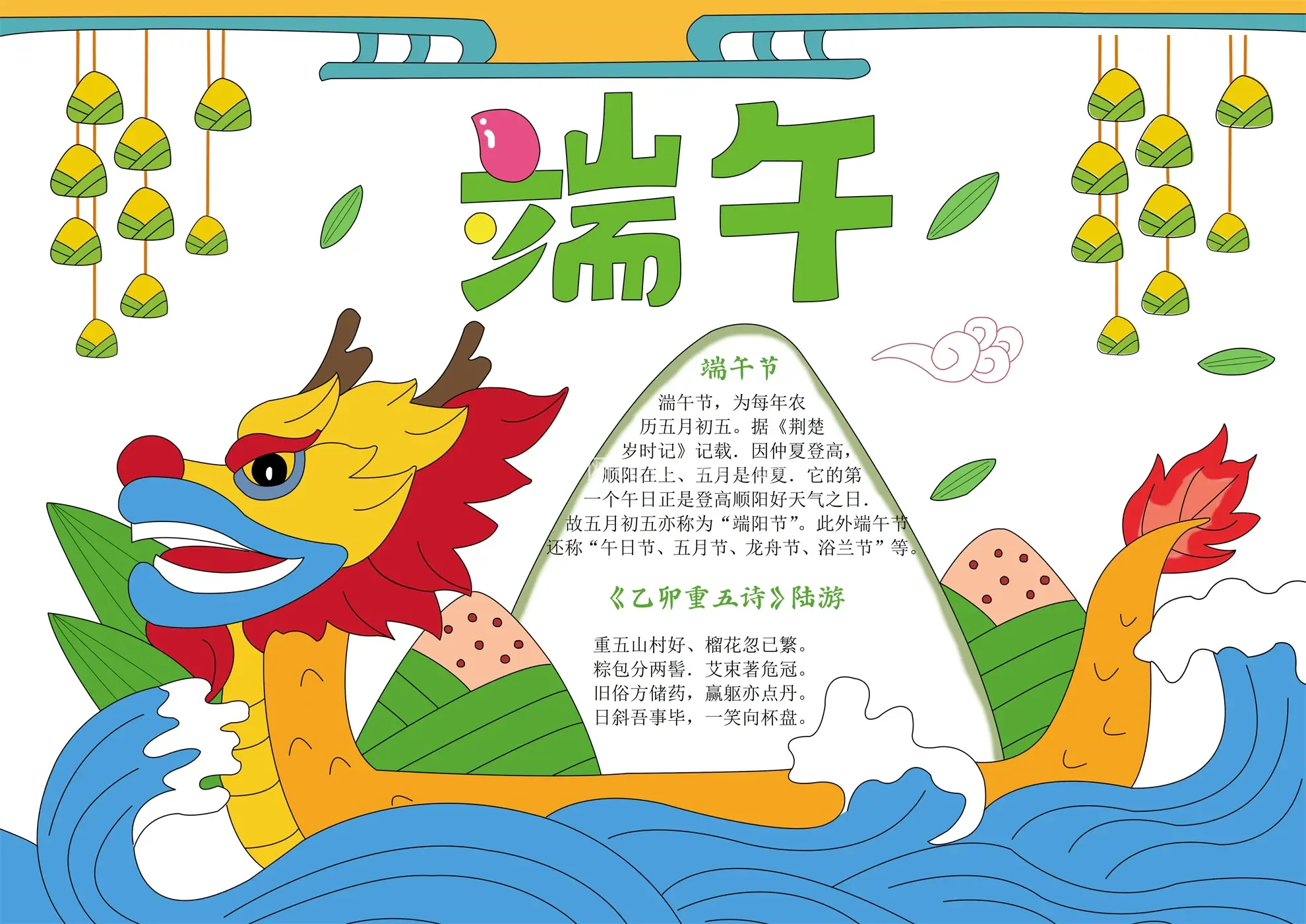 端午节手抄报模板 手抄报下载-正版图片编号380943-图界网